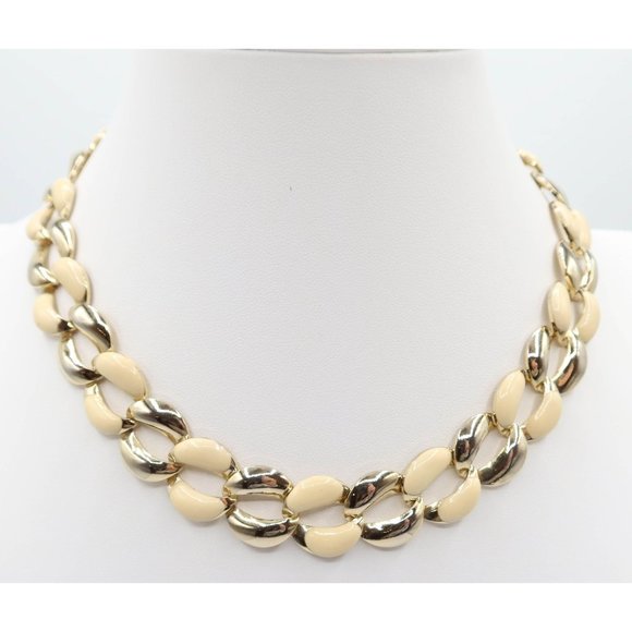 Unsigned | Jewelry | Vintage Classic Gold Tone Cream Enamel Choker ...